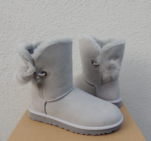 UGG GREY VIOLET IRINA BLING BAILEY POM SUEDE/ SHEEPSKIN BOOTS, US 5 ...