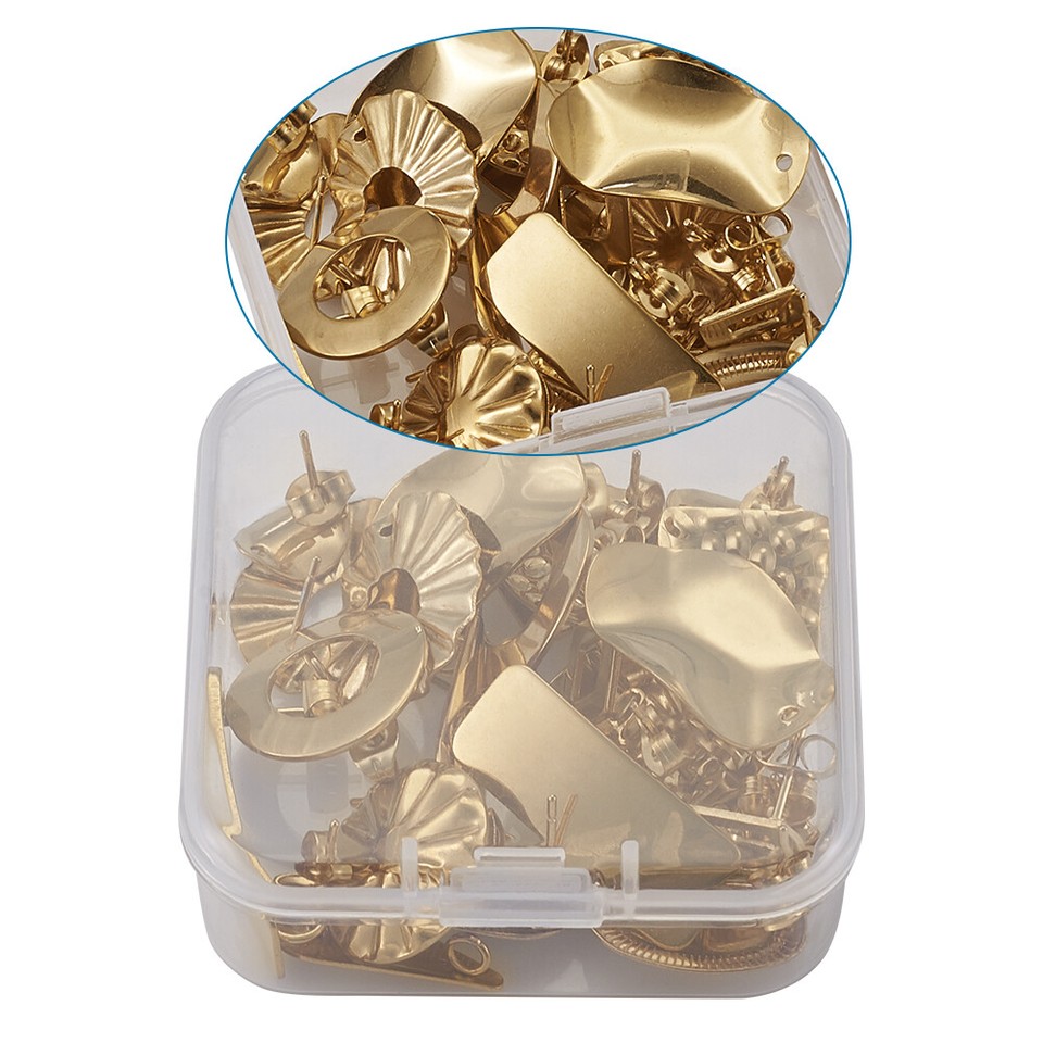 1 Box Golden Stainless Steel Loop Ear Nuts Earring Backs Stud Earring ...