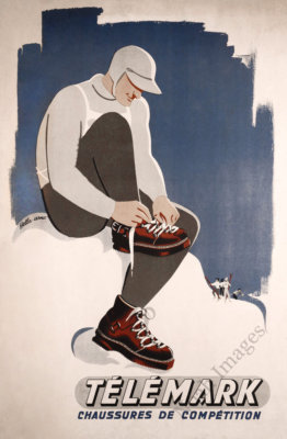 Telemark vintage ski shoes ad poster repro 12x18 | eBay