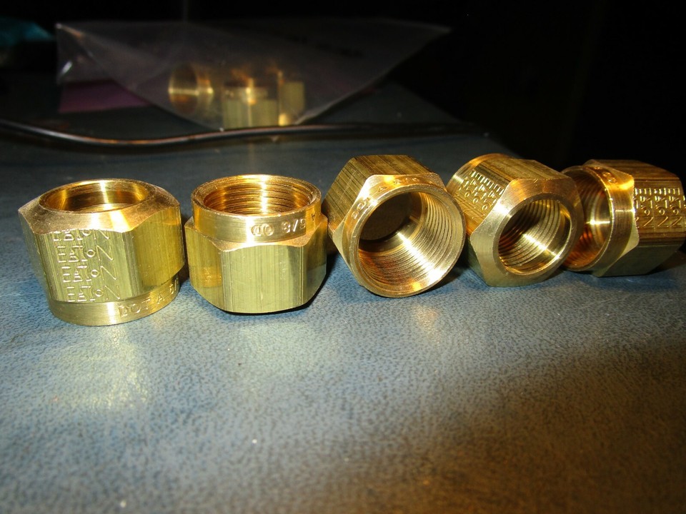 (5) 5/8" Tube OD Brass DOT Air Brake Compression Nut | eBay