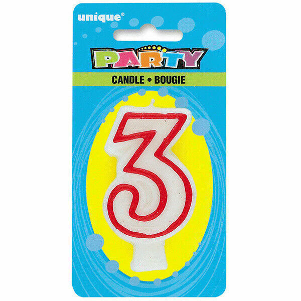 Unique Party Candle 3 Number Three Year Old 3rd Birthday Vela for sale ...