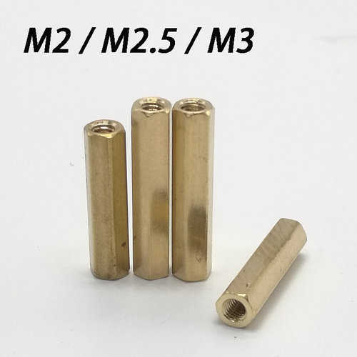 M2 / M2.5 / M3 Brass Long Rod Bar Hex Nuts Connector Hex Connection ...