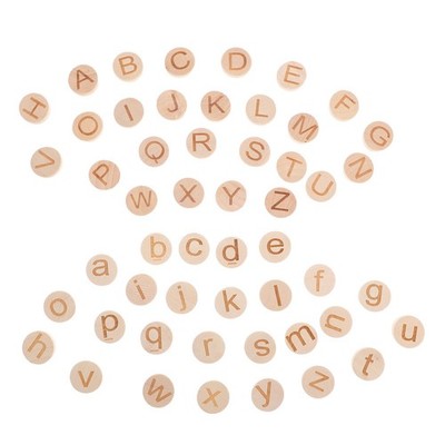 52 Pcs Small Wood Letters Kids Montessori Game Learning Disc Alphabet ...