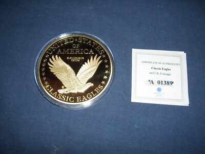 American Mint Classic Eagles on U.S. Coinage Layered in 24k Gold COA ...