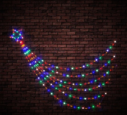 200 LED MULTI COLOUR Waterfall Star 3m STRANDS Outdoor Christmas Xmas ...