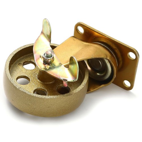 4 Pack Gold Heavy Duty Swivel Plate Metal Caster Wheels (4" With Brake ...