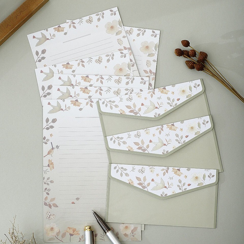 Vintage Floral Stationery Paper Letter Stationery Set Office Supplies ...