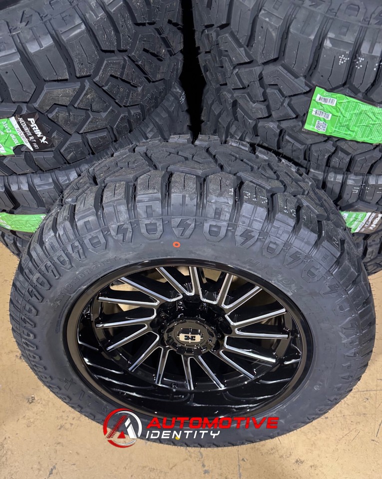 20x10 Vision Rapier Black Wheels 33" Prinx RT Tires 8x170 Ford Super ...