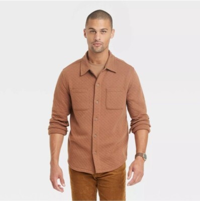 Men's Knit Shirt Jacket - Goodfellow & Co Dark Brown XXL | eBay