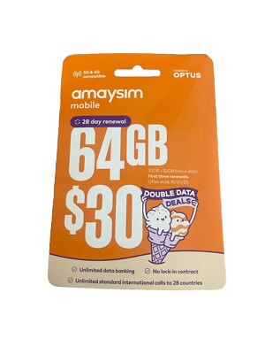 Amaysim $30 Starter Pack PrePaid SIM Card - 64GB | eBay Australia