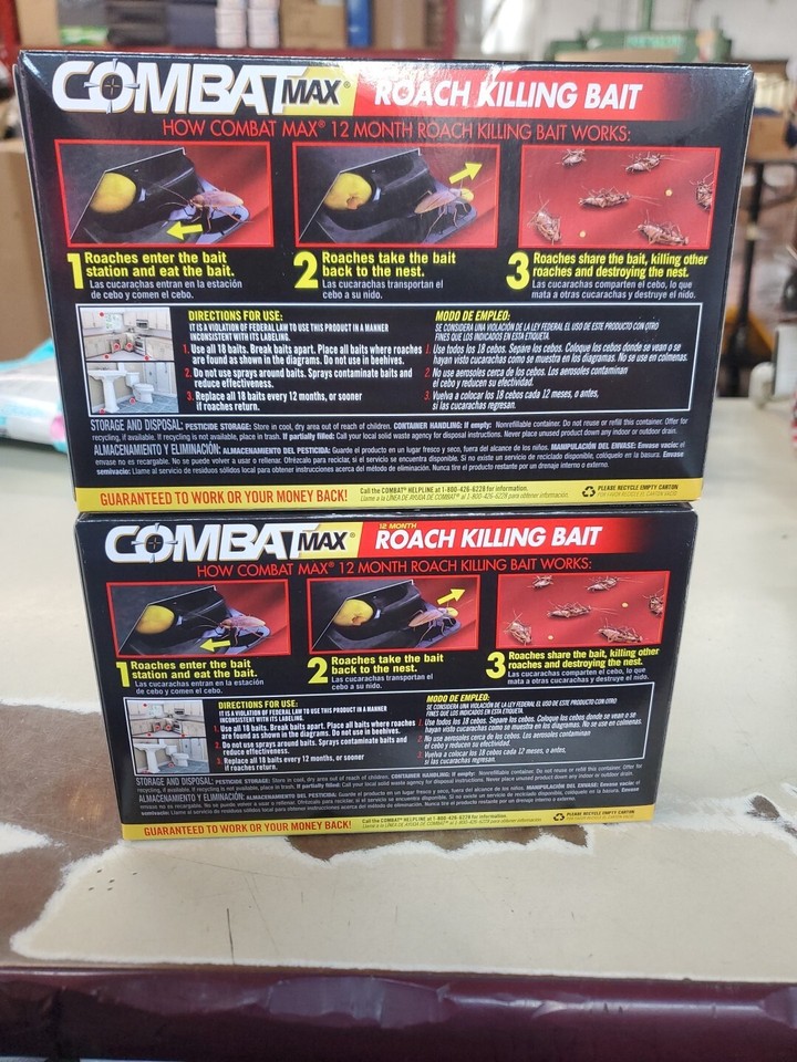 LOT OF TWO Combat MAX ROACH KILLING BAIT STATION 36 Traps | eBay