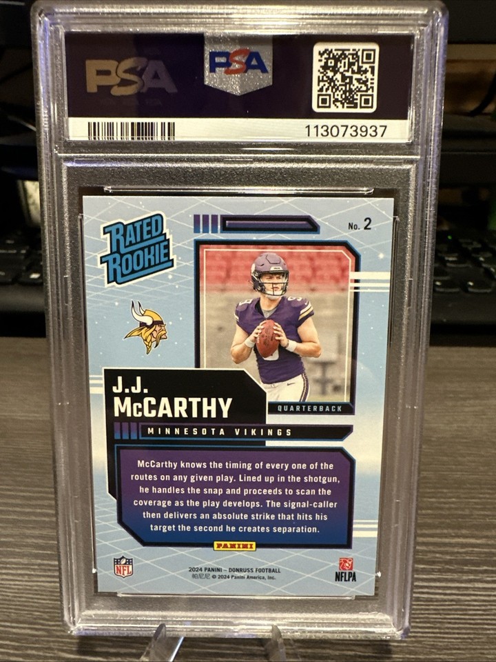 2024 Panini Donruss Rated Rookies Retro JJ Mccarthy #2 Rookie 🔥 PSA 10 ...