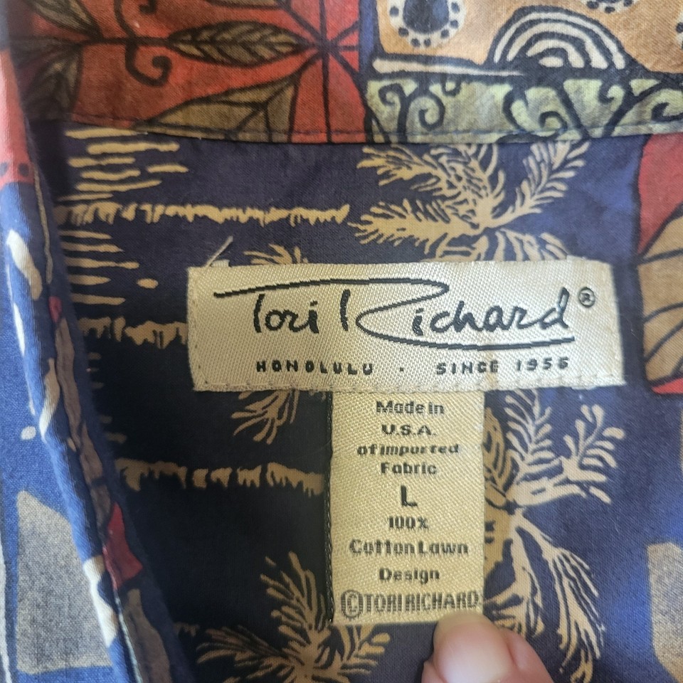 Vtg Tori Richard Aloha Shirt Mens L Tribal Tropical Cotton Lawn Luau ...
