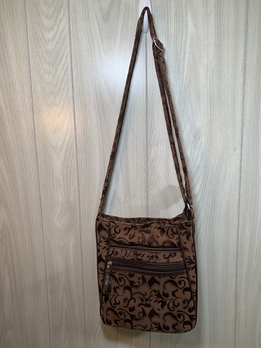 31 Thirty One Brown Paisley Cross Body Bag Adjustable Straps Zip | eBay