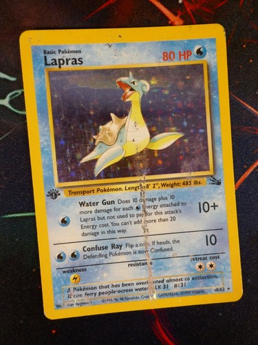 HP (1st edition) Pokemon LAPRAS Card 10/62 Holo Rare ed WOTC Heavy Play ...