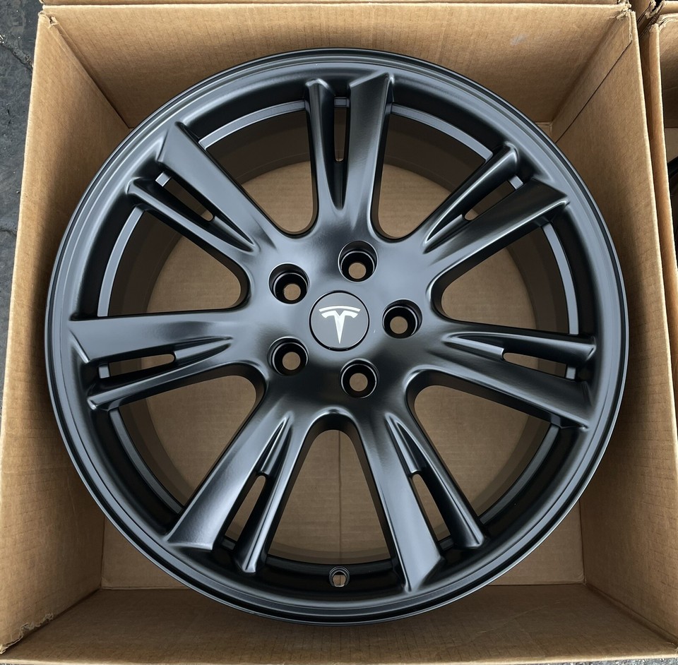 19" Tesla Model S Tempest OEM Wheels 148628500A New Satin Black Factory ...