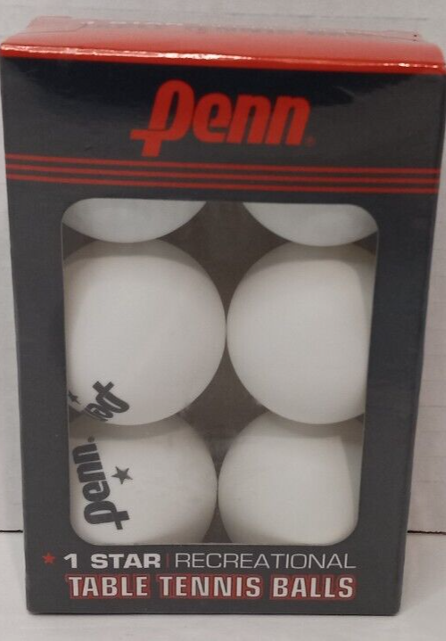 Penn 6-PK 40mm Table Tennis Balls White Ping Pong 1-Star Recreational ...