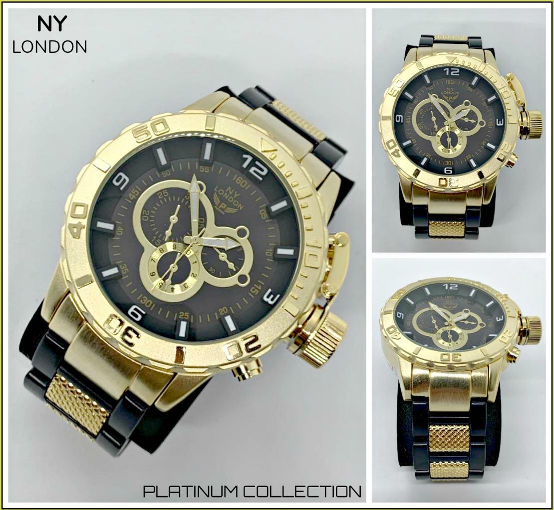 Mens OVERSIZED DIVER Round Gold Designer Fashion Large Big Face WRIST ...