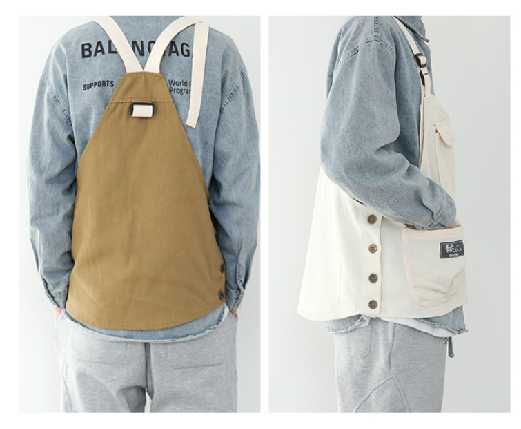 Japanese Retro Worker Multi pockets Vest Outwear Waistcoat Sling Double ...