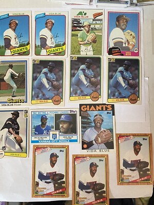 Vintage VIDA BLUE Baseball Card Lot14 Topps Donruss Giants Royals MLB ...