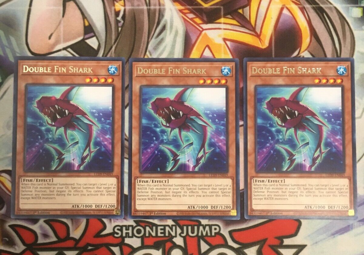 Yugioh x3 Double Fin Shark LED9-EN049 Rare 1st Edition NM | eBay