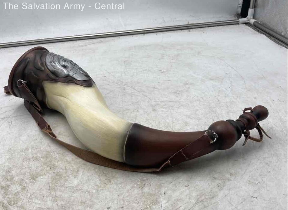 Brown Cream Handcrafted Eagle Design Replica Powder Horn With Strap | eBay