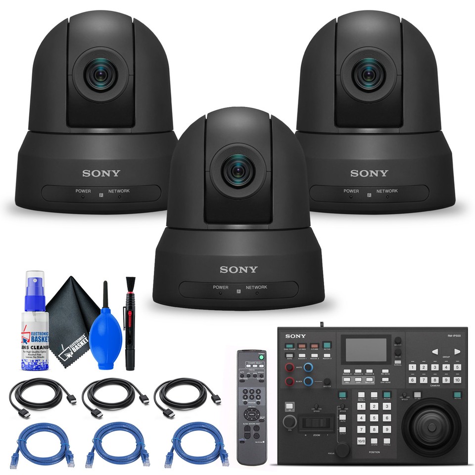 Sony RM-IP500/1 Remote Controller + 3x Sony SRG-X120 PTZ Camera (Black ...