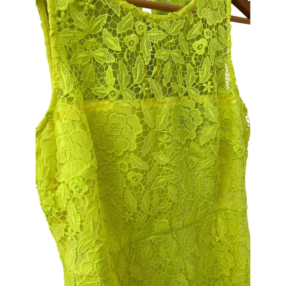 J Crew Collection Neon Yellow Full Lace Cocktail Shift Dress Size 6 ...