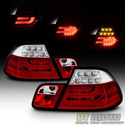 Red Clear 00-03 Bmw E46 3-Series 2Dr Led Perform taillights w/Led Strip ...