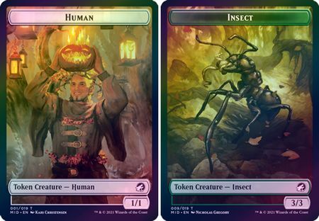 MTG Innistrad: Midnight Hunt - Insect 3/3 & Human 1/1 [Token] (Foil) | eBay