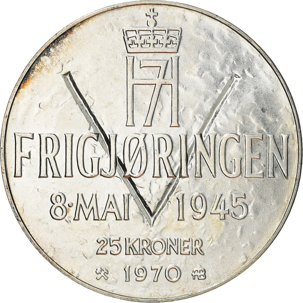 [#960364] Coin, Norway, Olav V, 25 Kroner, 1970, AU, Silver, KM:414 | eBay