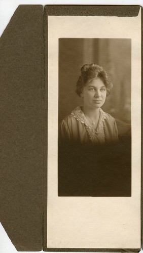 Antique Studio Photo in folder - Young Lady, Lace top & wearing Cameo ...