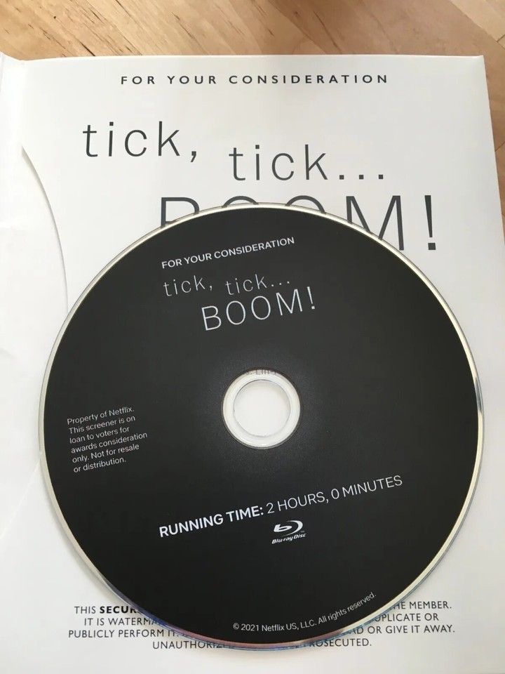 TICK TICK BOOM 2021 Netflix FYC BLU-RAY (not DVD ) RARE!! Andrew ...
