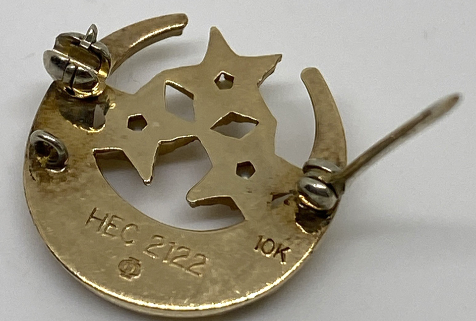 VTG Tri Delta Badge 10k Yellow Gold Pearls Sorority Pin Broach Delta ...