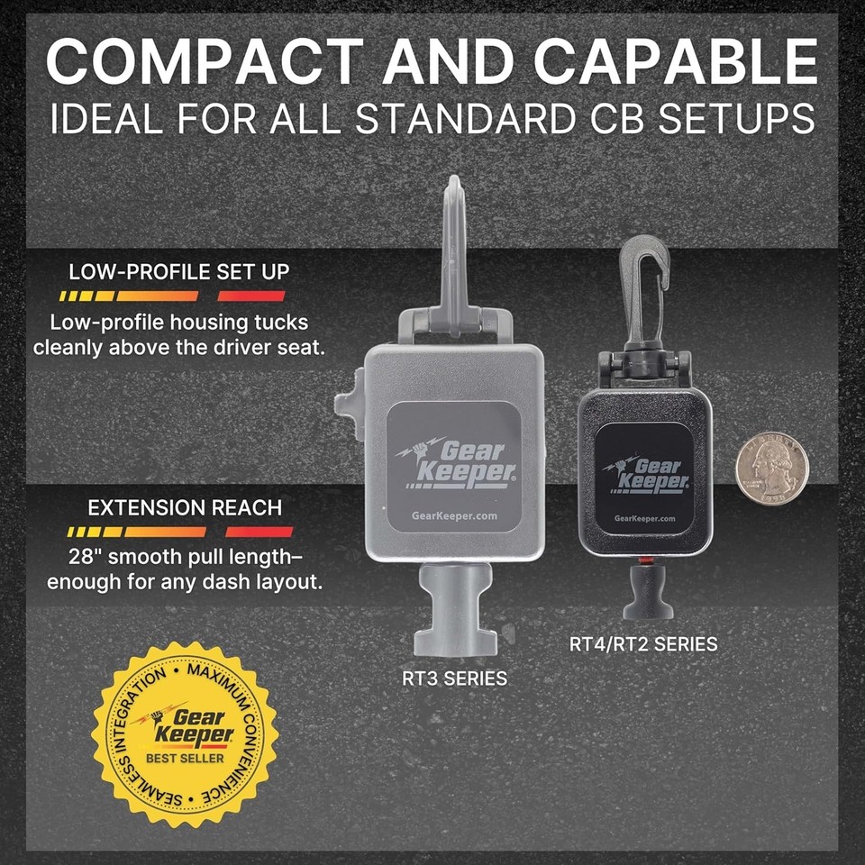 Heavy Duty CB Radio Mic Holder Retractable Tether Black Nylon Snap Clip ...