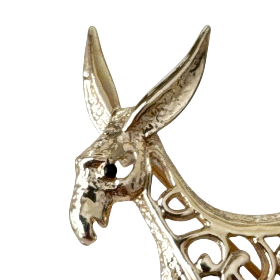 Signed Sarah Coventry Mule Donkey Brooch Pin - Open Work - Gold Tone ...
