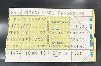 1974 California Jam Ticket Stub Eagles Black Sabbath Deep Purple Earth ...