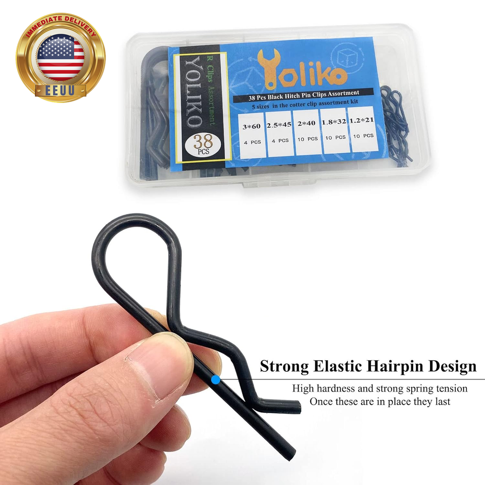 38 Pcs Hitch Pin Clip R Clips Retaining Pins Tractor Cotter Pin Hair ...