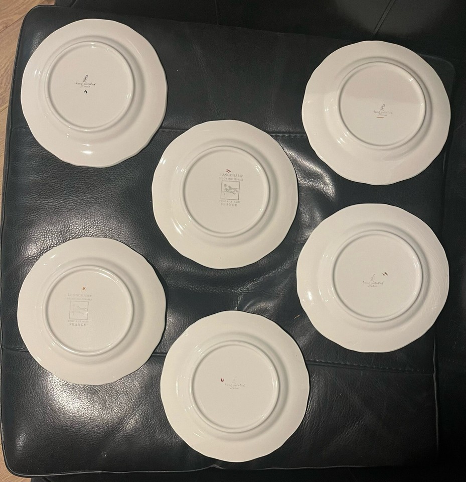 Longchamp Dessert Plates (Bird Motif) Hand-painted France - Set/6 ...