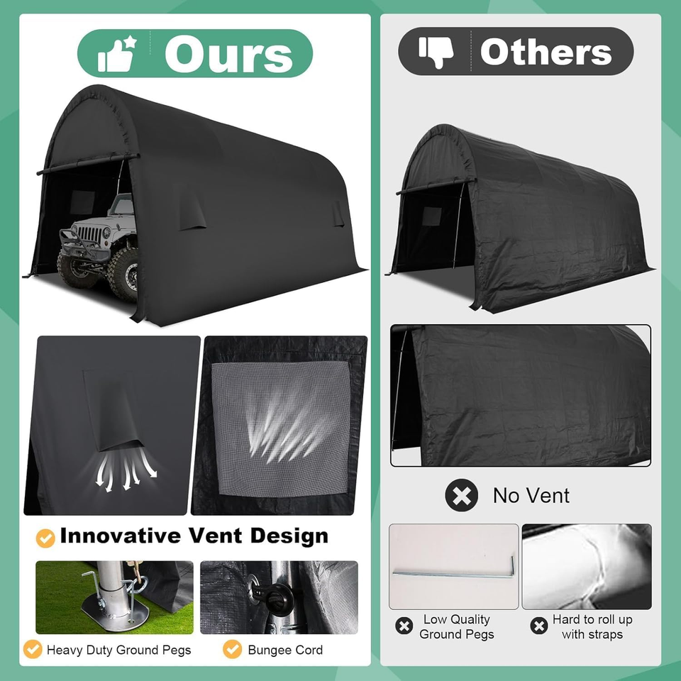 Carport 12X20 FT Heavy Duty Portable Garage Storage Shelter Shed with ...