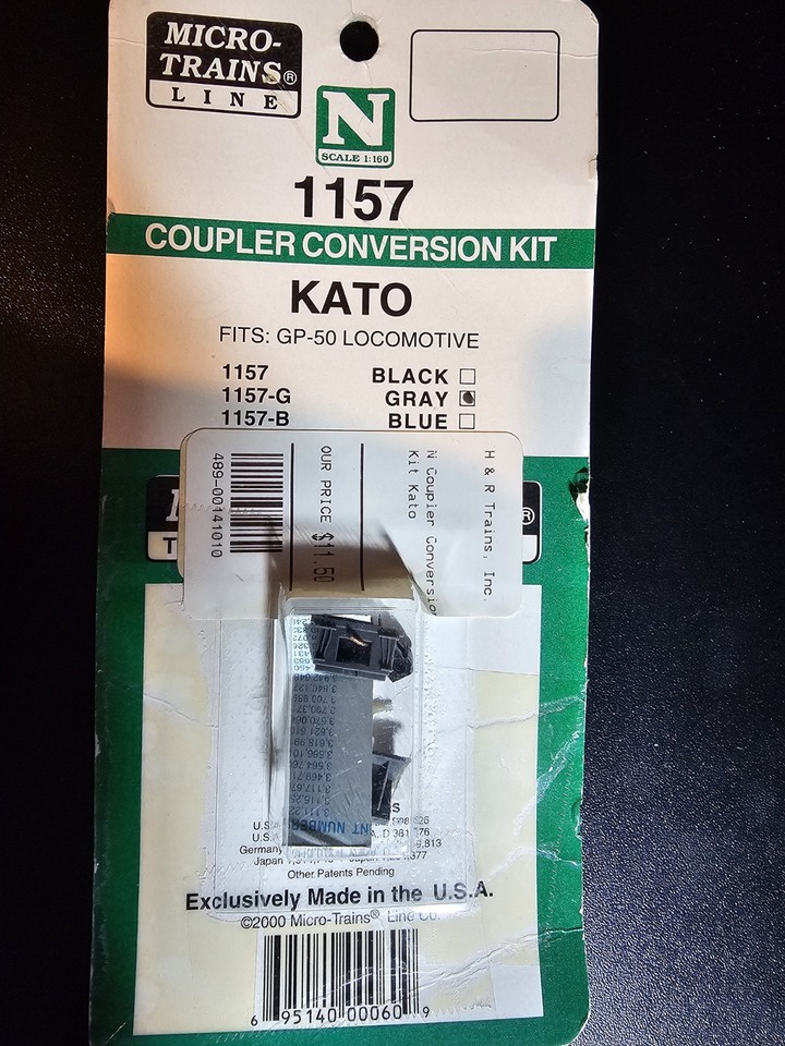 N Scale 1157-G Gray Micro Trains Coupler Conversion Kit KATO GP-50 ...