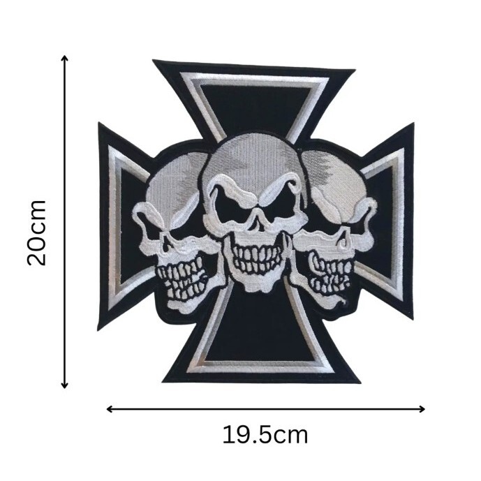 Large Iron Cross Skull Back Patch Skulls Sew on Jacket Biker Patch ...