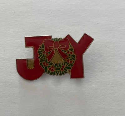 VINTAGE CHRISTMAS “JOY” PIN- WREATH AND BOW- RED/GREEN/GOLD | eBay