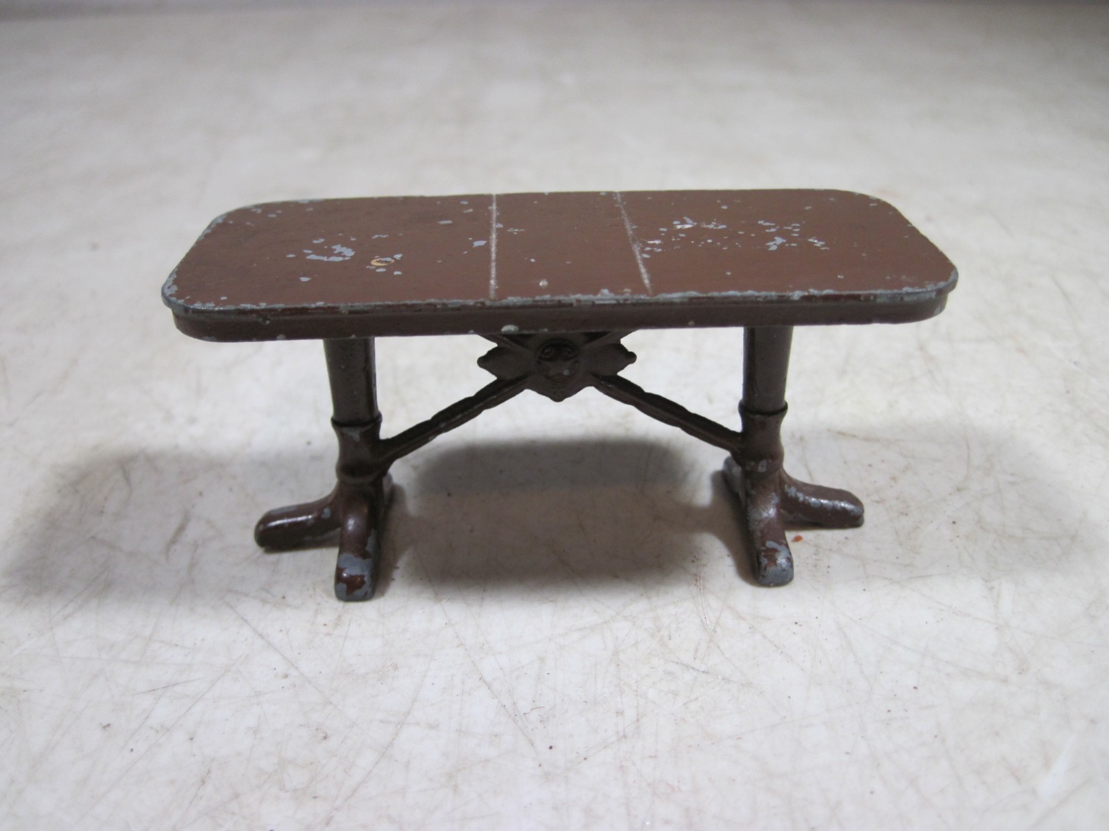 Vintage Antique Diecast Metal Tootsie Toy Dollhouse Dining Table Brown ...