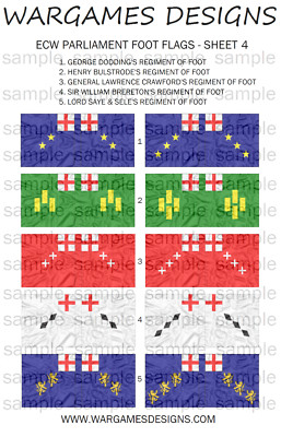 28mm ECW Parliament Foot Flags Sheet 4 - Pike & Shotte, FOG, DBR, WECW ...