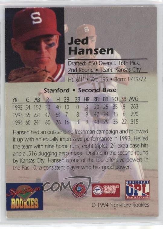 1994 Signature Rookies Draft Picks Bonus Signatures /3350 Jed Hansen ...