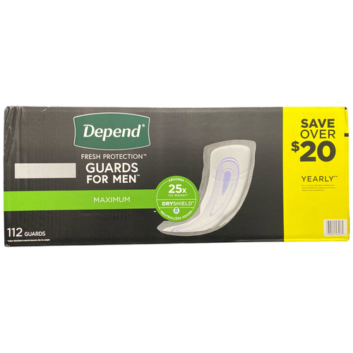 Depend Incontinence Guards for Men, Maximum Absorbency, 112 ct ...