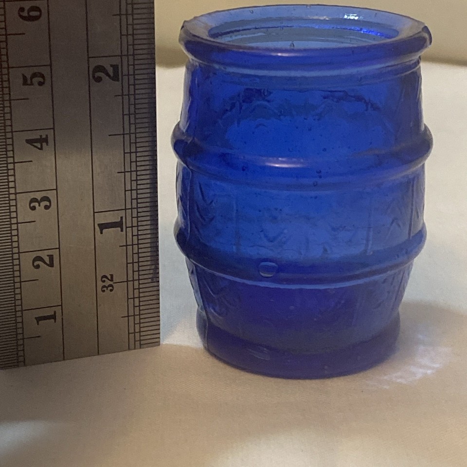 Retro Cobalt Blue Glass Small Barrel Toothpick Holder Shot Glass | eBay
