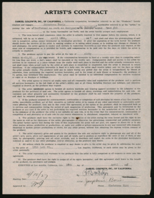 THE MAGIC FLAME / Josephine Borio 1927 signed artist contract, Scarlet ...