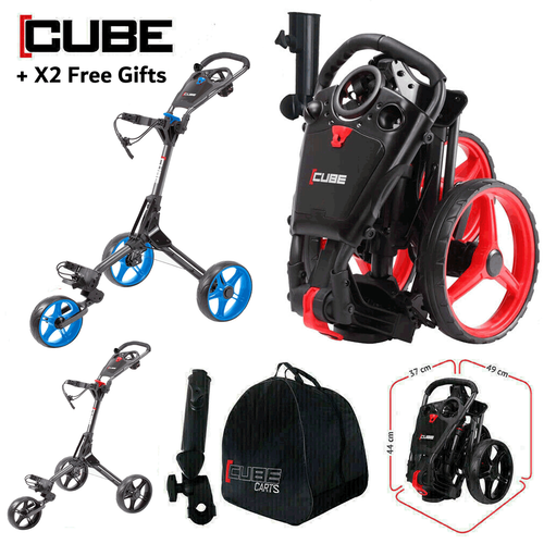 CUBE GOLF TROLLEY 3 WHEEL PUSH GOLF TROLLEY SKYMAX CUBE NEW QUICK FOLD ...